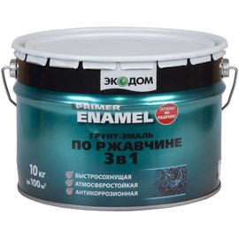 Грунт-эмаль по ржавчине 3в1 ЭКОДОМ Коричневый RAL 8017 (10кг) 373232 ...