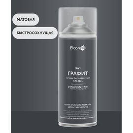 Грунт-эмаль по ржавчине Elcon 3в1 графит RAL 7024 матовая (520мл ...