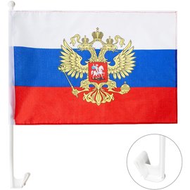Флаг России с гербом 30х45см полиэфирный шелк с креплением на машину 455798 купить с доставкой в ...