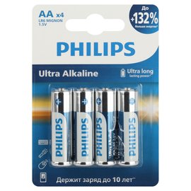 Батарейка алкалиновая Philips Ultra АА/LR6 4шт 455332 купить с ...